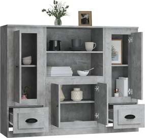 Příborníky 3 ks betonově šedé kompozitní dřevo 3185315