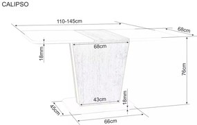 Rozkládací jídelní stůl Calipso 110/145 cm kašmír/dub cremona torro