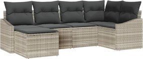 Set pohovek 6 ks Světle šedá polyratan 3346792