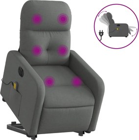 Elektrické zvedací masážní polohovací křeslo tmavě šedé textil 3206823