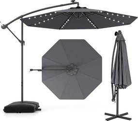 Costway Konzolový deštník Ø350 cm s 40 solárními LED světly a pytli s pískem