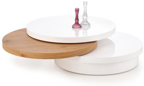 Moderní konferenční stolek se třemi deskami Rozkládací Bílo-Hnědý SABO