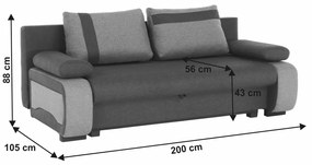 Kondela Rozkládací pohovka, tmavěšedá/světlešedá, BOLIVIA