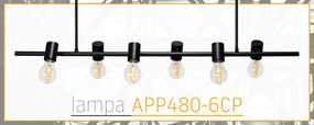 Toolight - Kovová industriální stropní lampa 6xE27 APP480-6CP, černá, OSW-00906