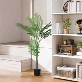 HOMCOM umělá pokojová rostlina 150 cm, Palma Areca, umělý strom s plastovým květináčem a plstěním, zelená