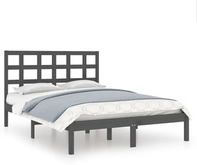 Rám postele šedý masivní dřevo 140 x 190 cm,  3105452