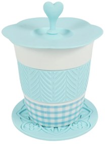 Porcelánový hrnek AQUELLE se silikonovými doplňky 280 ml, modrý