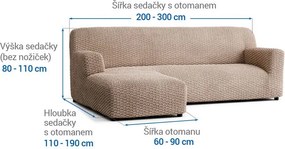 Bielastické potahy MOSAICO béžové sedačka s otomanem vlevo (š. 170 - 300 cm)