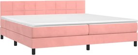 Box spring postel s matrací a LED růžová 200x200 cm samet 3134428