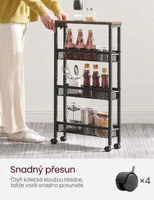 Pojízdný kuchyňský vozík Vasagle Compi 41 cm hnědý/černý