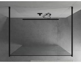 Mexen Kioto, průchozí sprchová zástěna 100 x 200 cm, 8mm sklo čiré/bílý vzor, 2x černá stabilizační rozpěra, 800-100-002-70-85