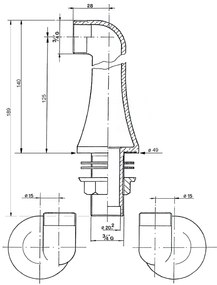 Reitano Rubinetteria, ANTEA připojení pe instalaci vanové baterie na okraj vany (pár), chrom, 9851