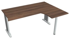 Stůl ergo oblouk levý 160×120/60 cm - Hobis Cross CE 60 L Dekor stolové desky: ořech, Dekor lamino podnože: ořech, Barva nohou: Stříbrná