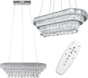 Toolight Toolight, Křišťálové závěsné stropní svítidlo LED 102W + dálkové ovládání APP417-CP, chromová, OSW-65015