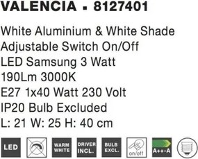 Nástěnné svítidlo NOVA LUCE VALENCIA E27 + LED na čtení 3000K 8127401 bez žárovky