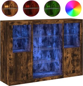Příborníky s LED osvětlením 3 ks kouřový dub kompozitní dřevo 3209132