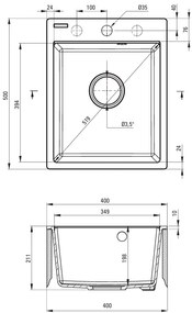 Deante Granite sink with tap, 1-bowl