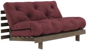 OnaDnes -20% Bordově červená dvoumístná rozkládací pohovka Karup Design Roots 140 cm s hnědou konstrukcí