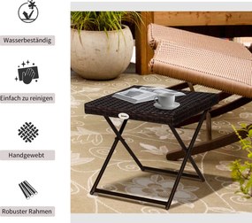 Skládací zahradní stolek Outsunny z poly ratanového materiálu - kávový stolek, stolek pro pohovku, stolek na balkon, zahradní stůl, stůl na čaj, náby…