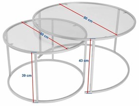 Sada konferenčních stolků Aurum Black 80 cm, 2 ks