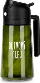 VILDE Skleněný rozprašovač a dávkovač na olej 2v1 450ml - zelené sklo