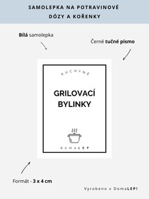 Samolepka na kořenky GRILOVACÍ BYLINKY bílá 3 × 4 cm tučné písmo