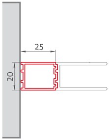 Roth Nastavovací profil CARIBA Varianta: šířka: 25 mm, výška: 2000 mm - (CI EL2 2000 NE), Barva profilů a typ výplně: profily: černá (elox)