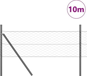 Hexagonální kotvení plotu 10 x 0,8 m Ocel potažená PVC Šedá 3352776