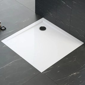 Polimat Čtvercová sprchová vanička z minerálního kompozitu Perrito SQ 80x80 (90x90) Barva: Bílá - kamenná struktura, Rozměry (cm): 80x80