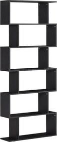 HOMCOM Knihovna 6 Polic S Tvaru S Dřevo 80x24x191 cm Černá | Aosom