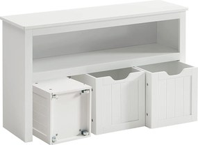 Úložný box na hračky pro děti, s kolečky, 102 x 60 x 30 cm, bílý