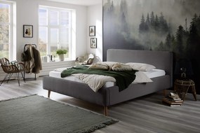 Čalouněná postel taupe s úložným prostorem 160 x 200 cm manšestr šedá MUZZA