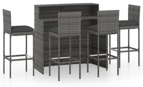 vidaXL 5dílný zahradní barový set s poduškami šedý