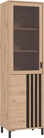 XXXLutz VITRÍNA, černá, dub artisan, 54,6/192,6/40 cm Hom`in - Kredence a vitríny - 000834014403