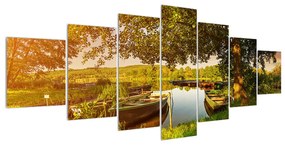 Letní obraz loďky na jezeře (210x100 cm)