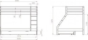 PP Patrová postel z masivu Hugo, 90 x 200 cm / 140 x 200 cm Bílá