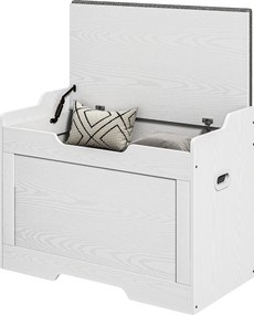 HOMCOM 103L Úložný čelní s poduškou, multifunkční truhla s bezpečnostním pántem pro ložnici a vstup, 75x40x56cm, bílá | Aosom