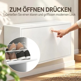 HOMCOM závěsný botník se 2 výklopnými přihrádkami, bílý