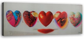 Obraz na plátně Srdce láska červená - 120x40 cm