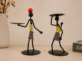 svícen, aromaterapeutický styl, sada 2 ks, kov, 13/14x6x6 cm, vícebarevné, Dekorino SD20260011