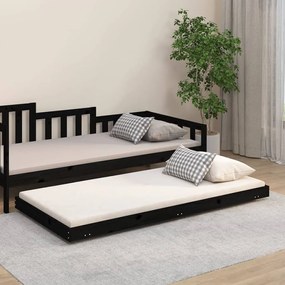 Rám postele černá 90 x 190 cm masivní borové dřevo - Default Title