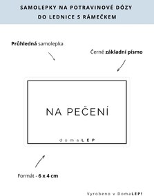 NA PEČENÍ - Samolepka s rámečkem na dózy do lednice, 6 x 4 cm