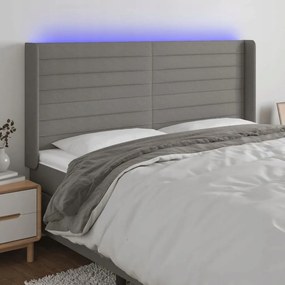 Čelo Postele S Led Textil Tmavě šedá 183 x 16 x 118/128 cm