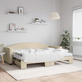 Válenda s přistýlkou a matracemi krémová 80 x 200 cm textil 3197205