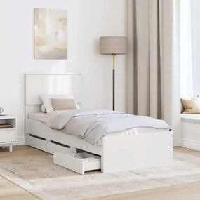 Rám postele se zásuvkou Bílá 75 x 190 cm Inženýrské dřevo 3410756