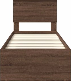 Rám postele s čelo Hnědý dub 75 x 190 cm Masivní borové dřevo 3410669