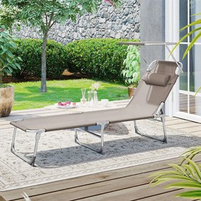 Zahradní lehátko LAGUNA s nastavitelnou clonou, 193x59x30cm, hnědošedá (taupe) SongmicsHome