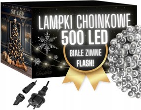 Vánoční Osvětlení Na Stromeček Led 500 Bílé Studené Flash 38 m IP44 Venkovní