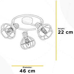 ONLI - Bodové svítidlo GINGER 3xE14/6W/230V pr. 46 cm