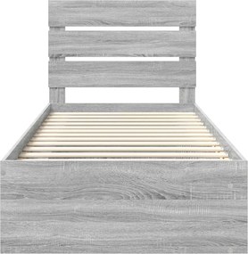 Rám postele s čelo Šedá Sonoma 75 x 190 cm Masivní borové dřevo 3411805